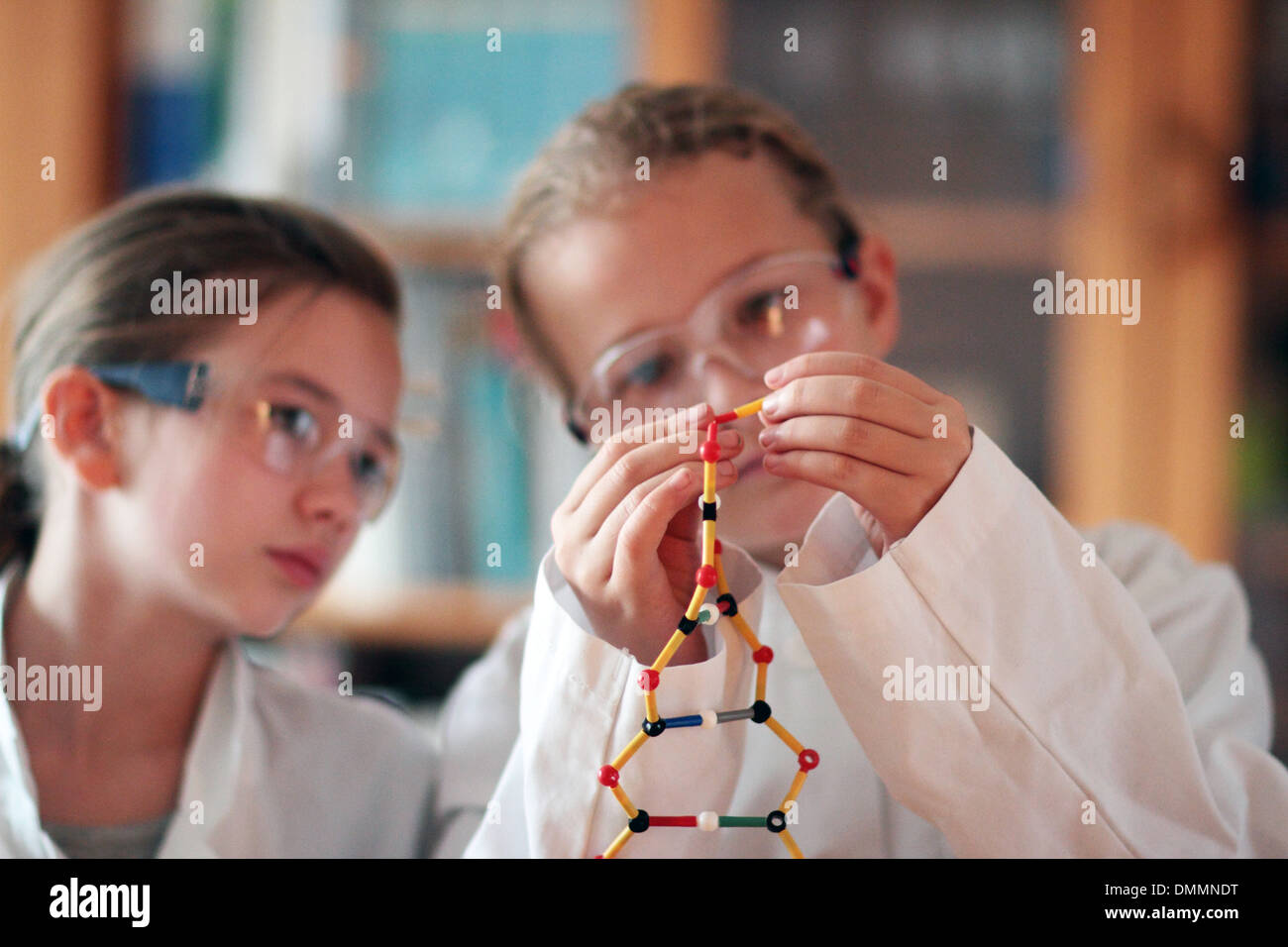 girls building a DNA model Stock Photo - Alamy