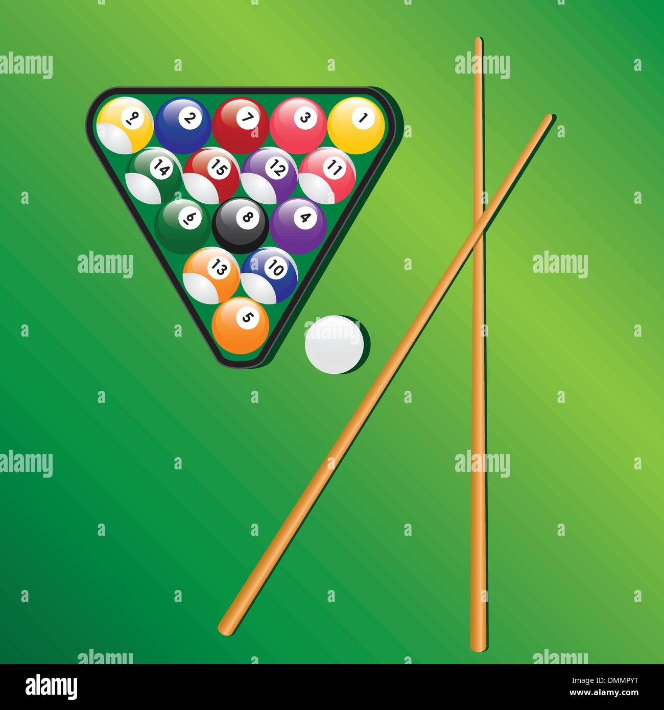 Billiard balls and cues for play game Stock Vector Image & Art - Alamy