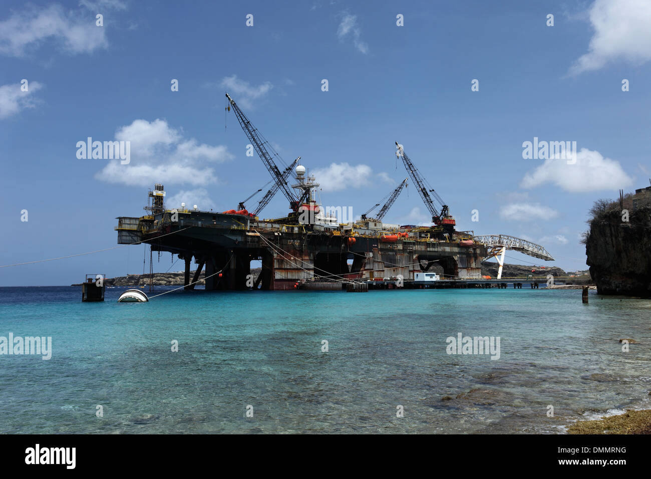 Curacao, Willemstad, Oil rig under repair Stock Photo - Alamy