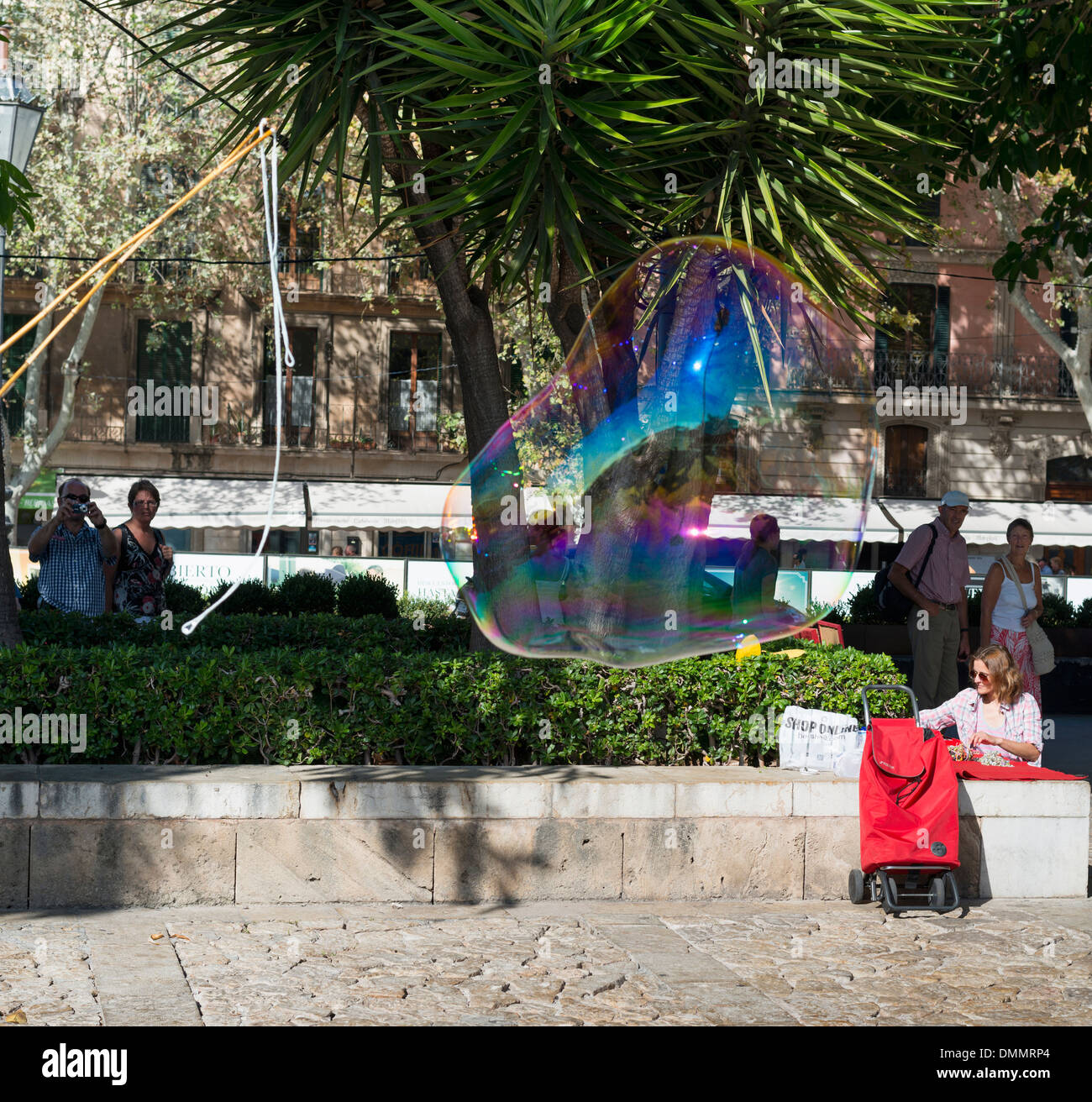 Spain, Majorca, Palma, street artist, great soap bubble Stock Photo - Alamy