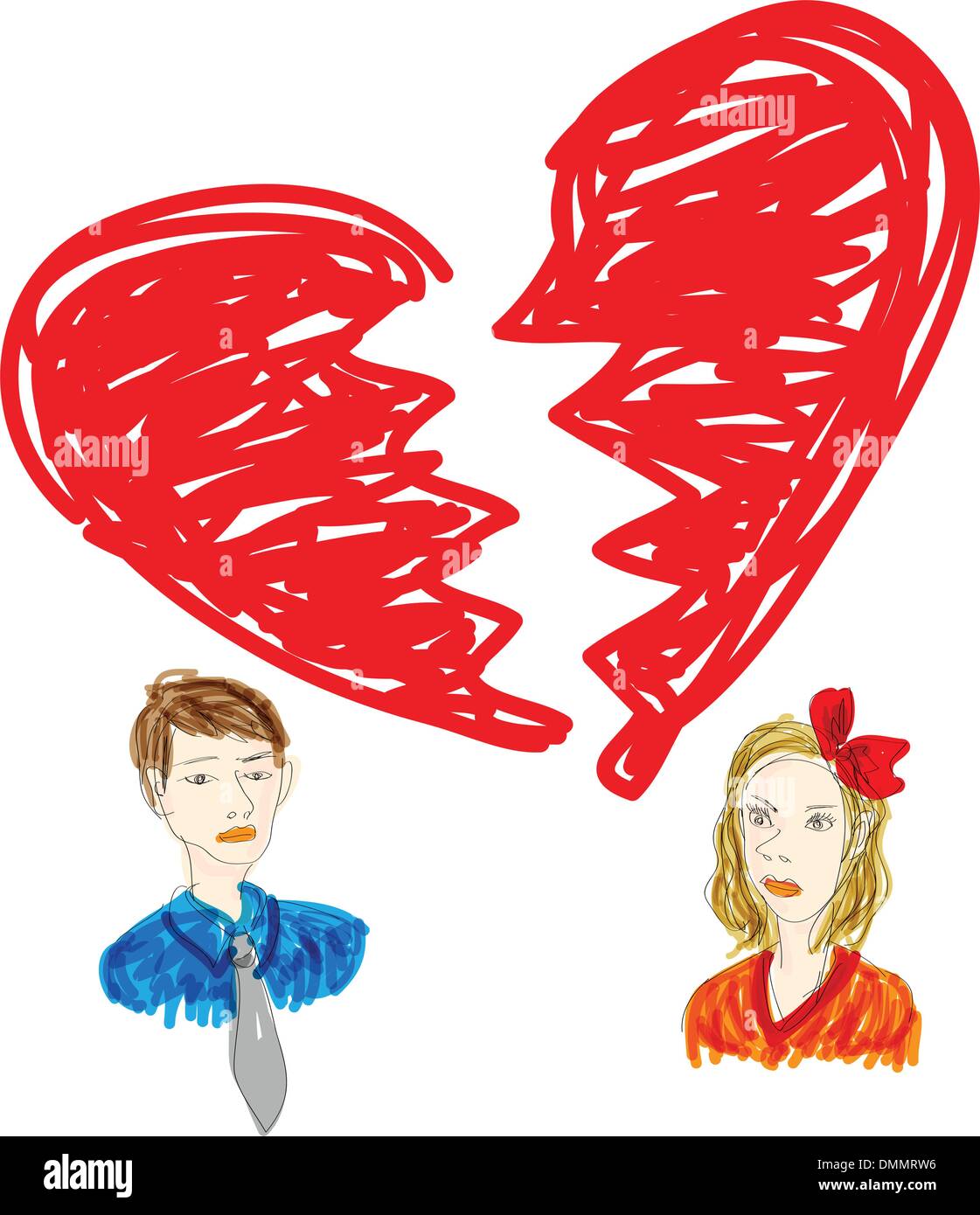 Broken Heart Boy And Girl Sketch