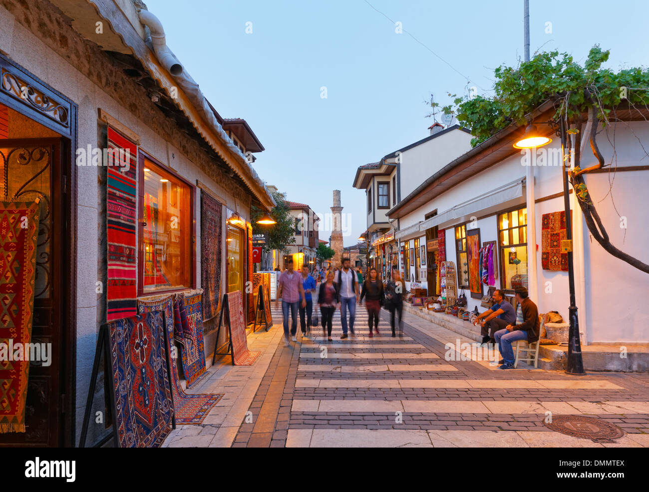 Turkey, Antalya, Alley in old town and Kesik Minare Stock Photo - Alamy