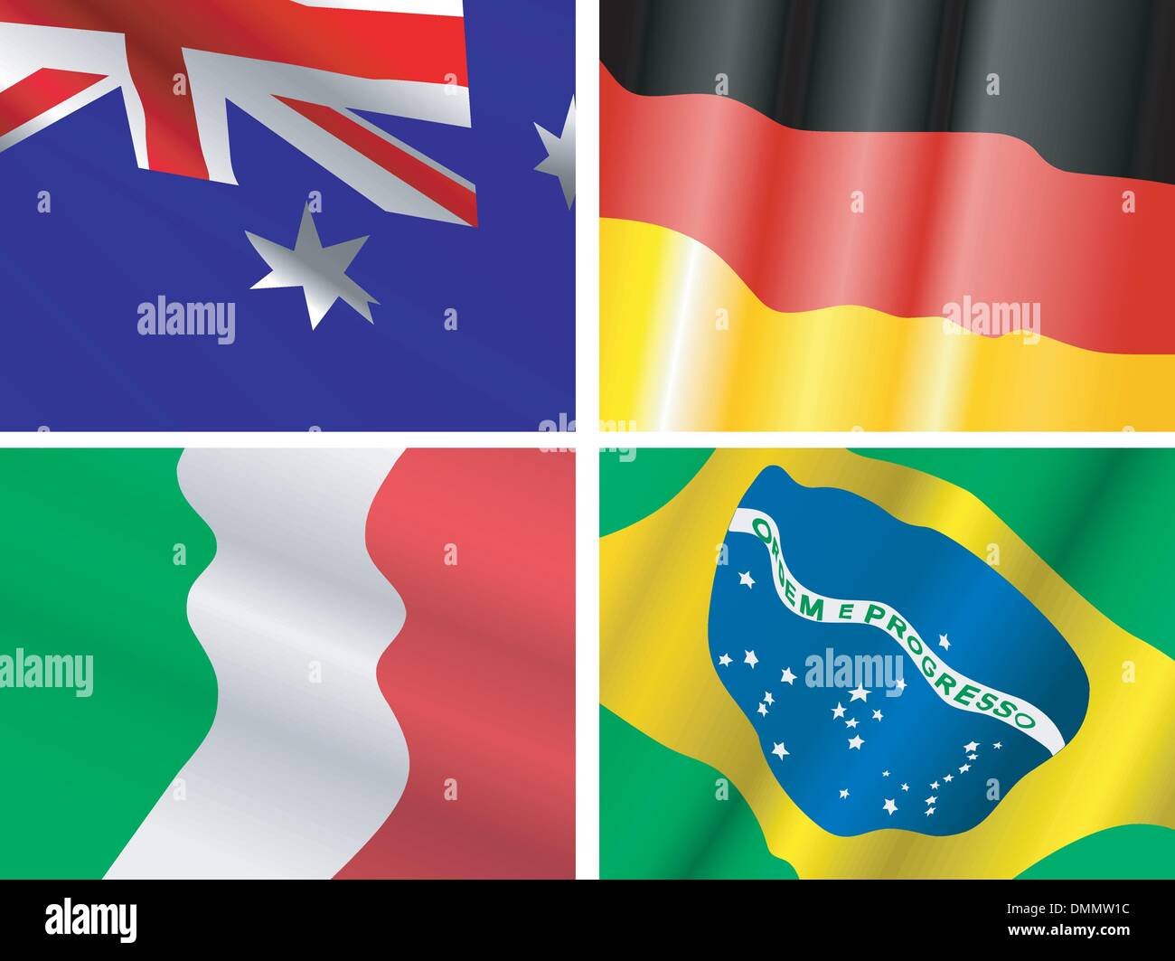 Set Of Waving Flags Of Different Countries Stock Vector Image And Art Alamy