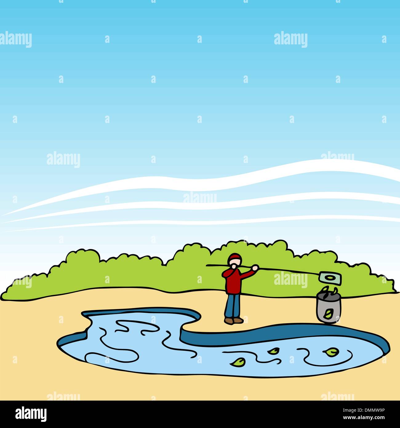 Pool Guy Removing Leaves Stock Vector Image & Art - Alamy