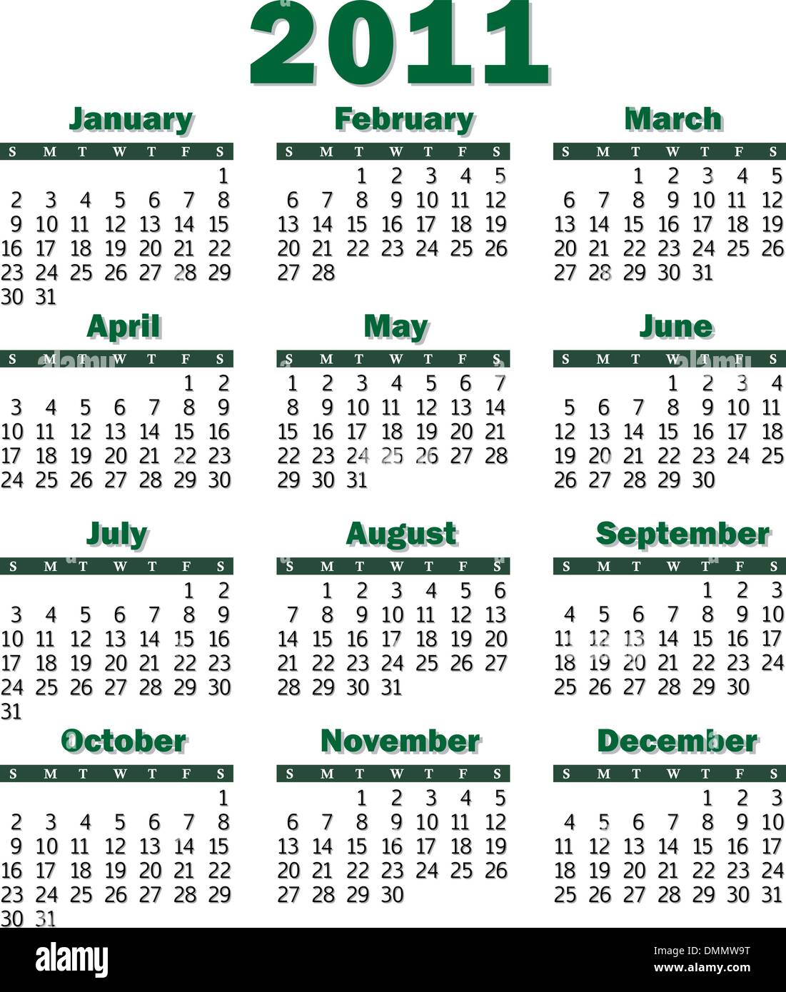 October 2011 calendar hi-res stock photography and images - Alamy