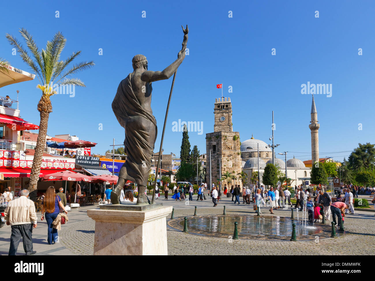 Turkey, Antalya, Monument of Attalos II Philadelphos at fountain Stock ...