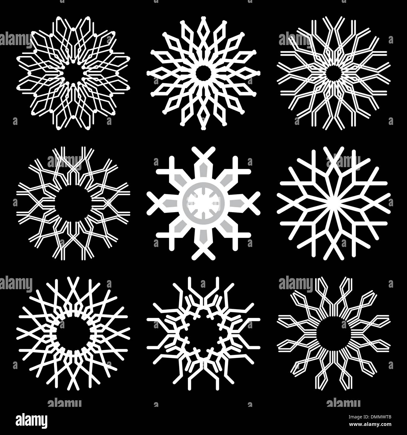 Round snowflakes Black and White Stock Photos & Images - Alamy