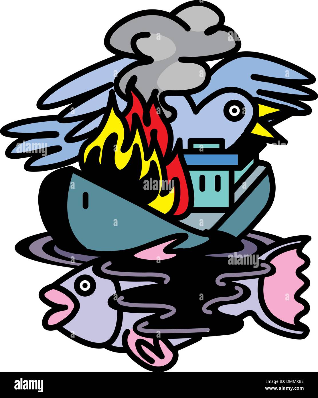 Fish pollution sea Stock Vector Images - Alamy