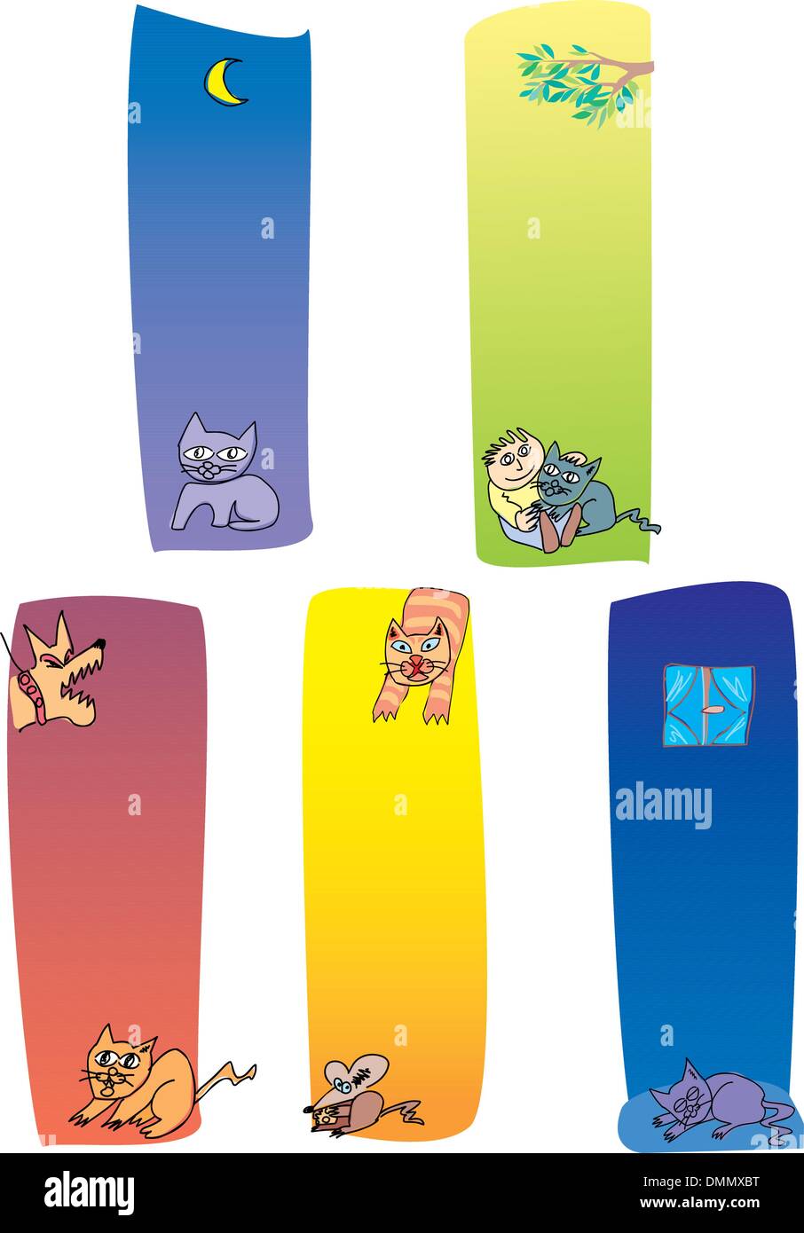 Five cats domestic Stock Vector Images - Alamy