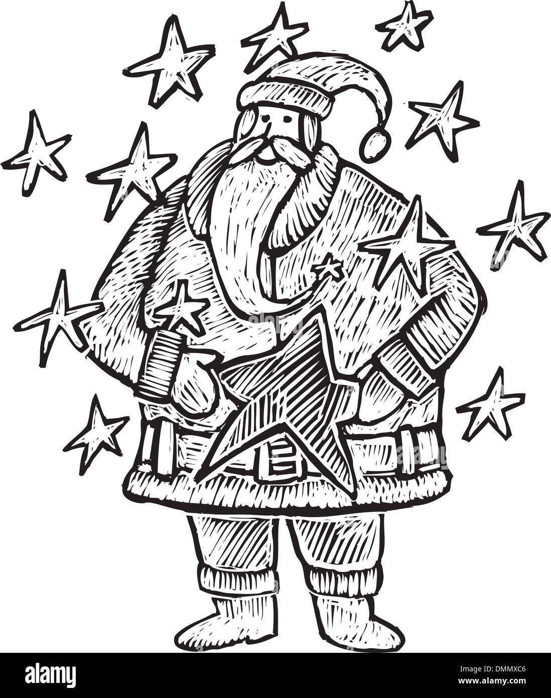 Santa and stars Stock Vector Images - Alamy