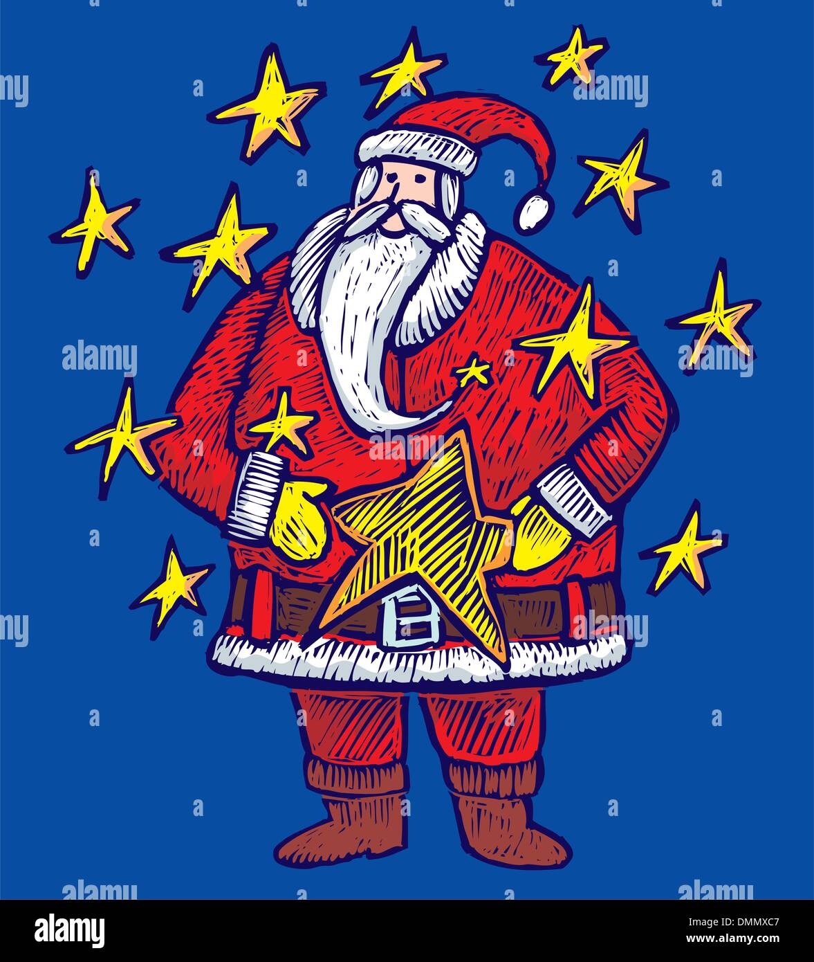 Santa and stars Stock Vector Images - Alamy
