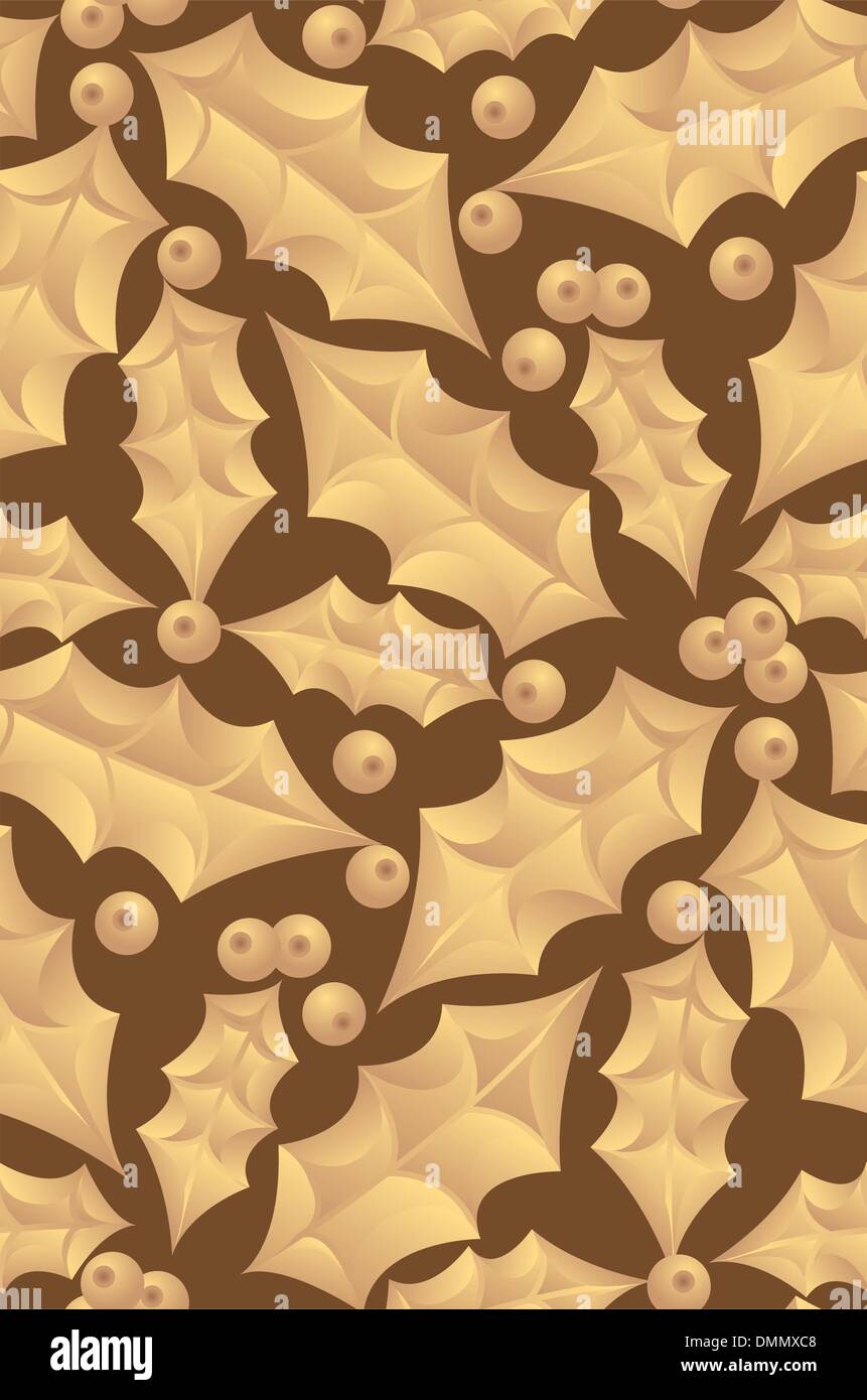 Seamless golden holly pattern Stock Vector Image & Art - Alamy