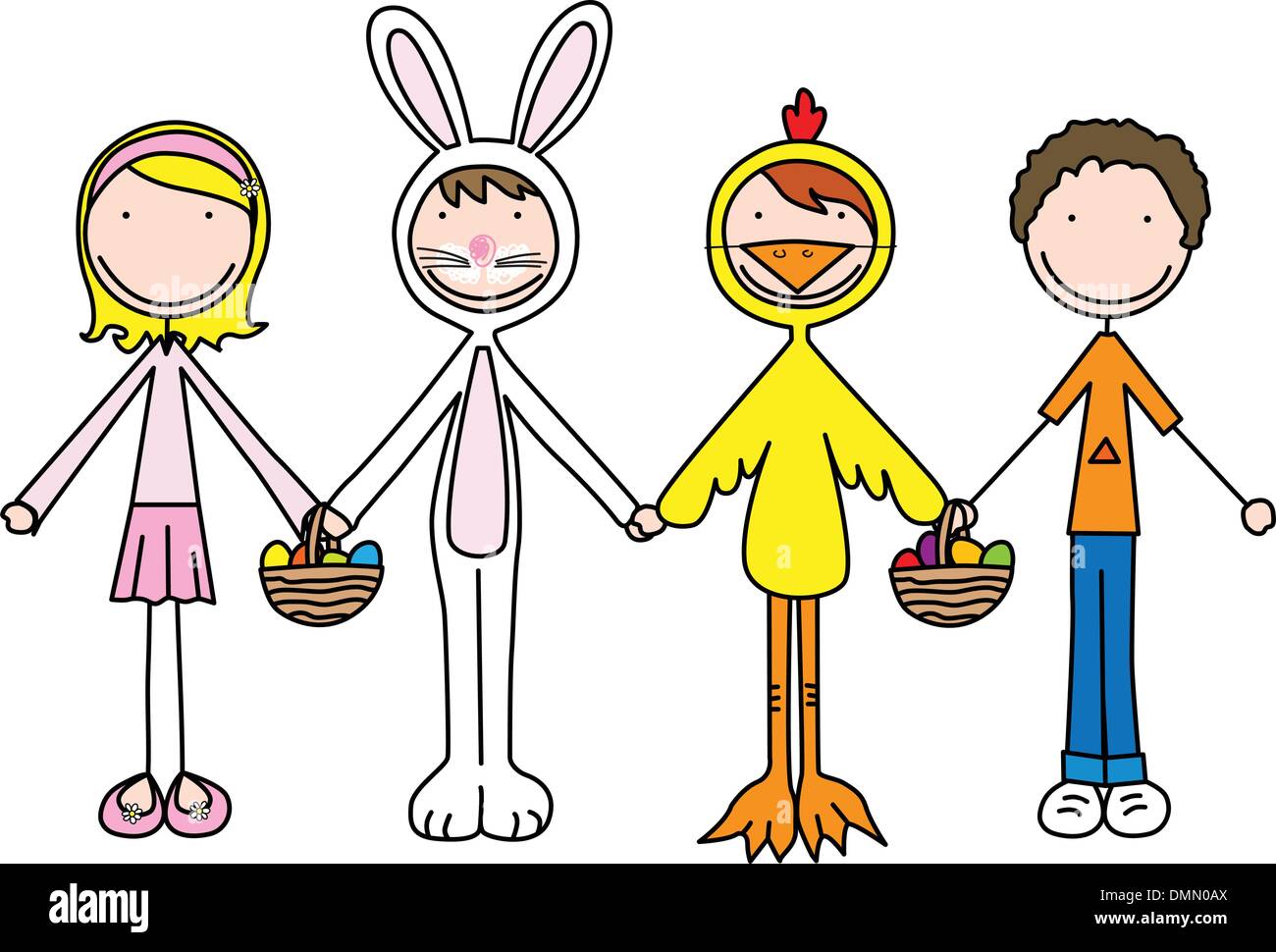 Vector illustration kids celebrating easter hi-res stock photography ...