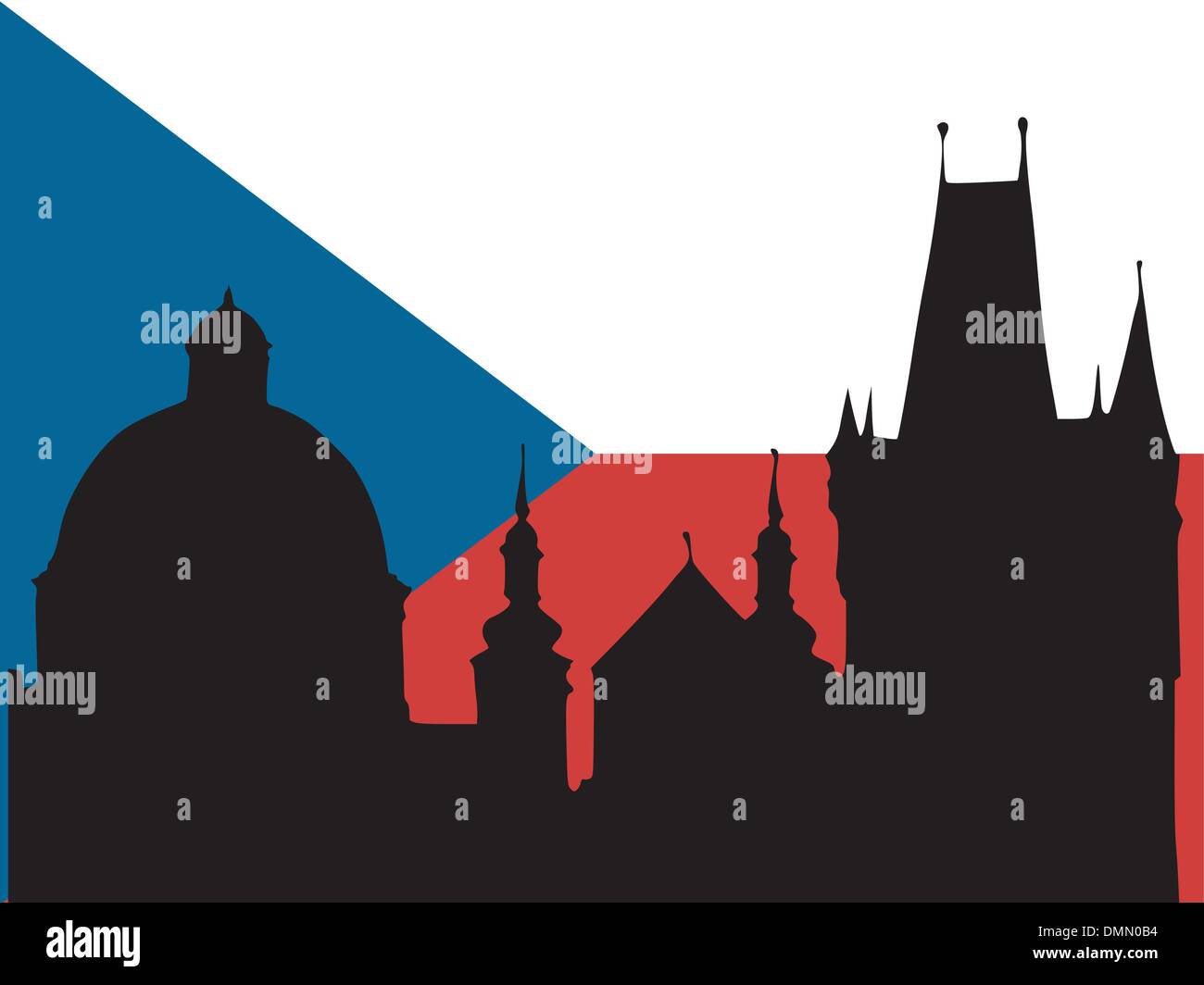silhouette of Prague on Czech flag background Stock Vector Image & Art ...