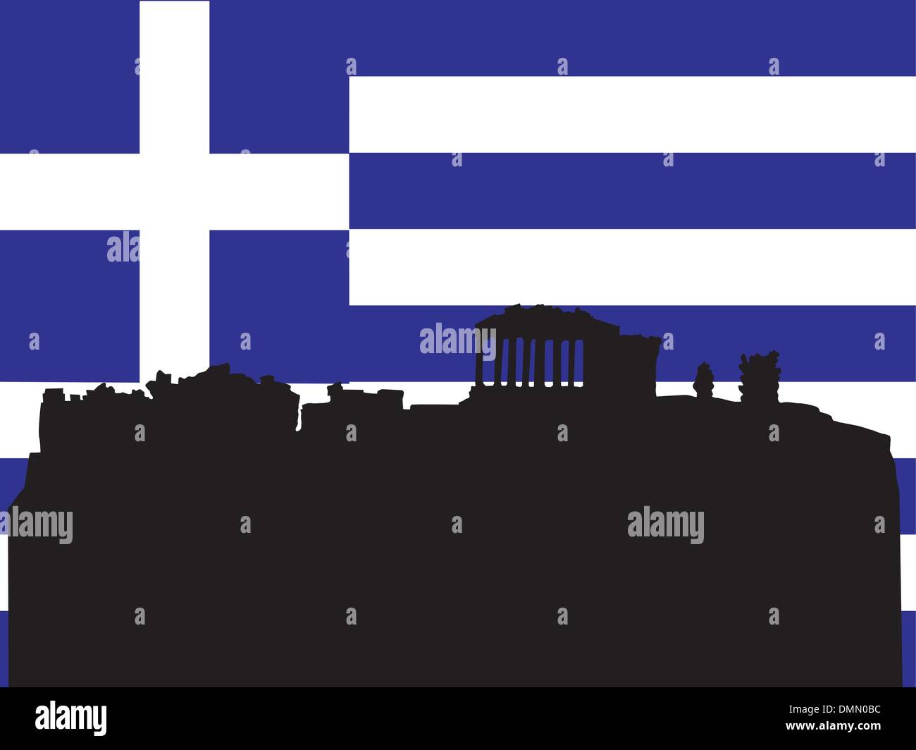 silhouette of Athens on Greece flag background Stock Vector Image & Art ...