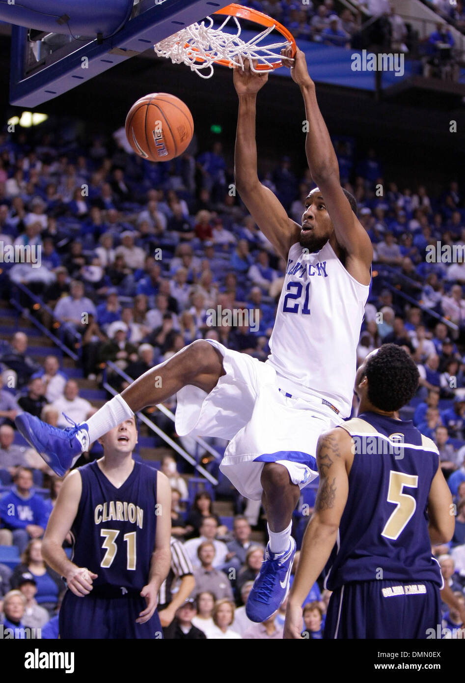 Perry Stevenson jammed home two of his 8 points over Clarion's Mike ...