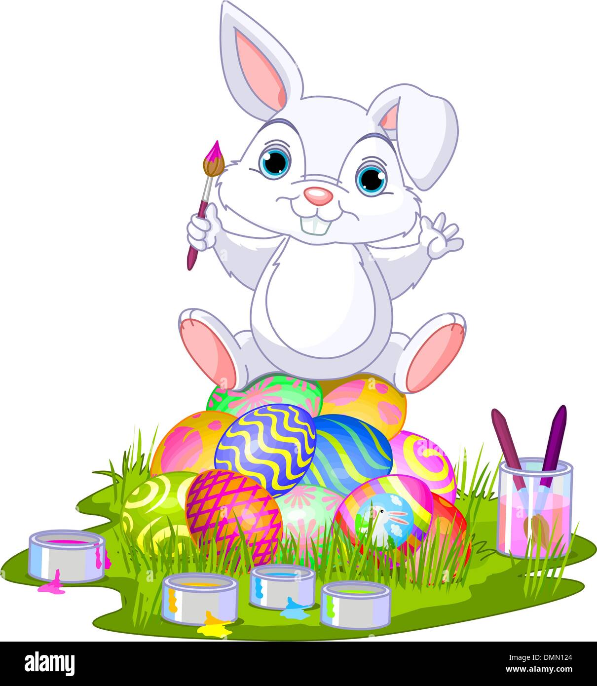 Easter. Bunny sitting on eggs Stock Vector Image & Art - Alamy