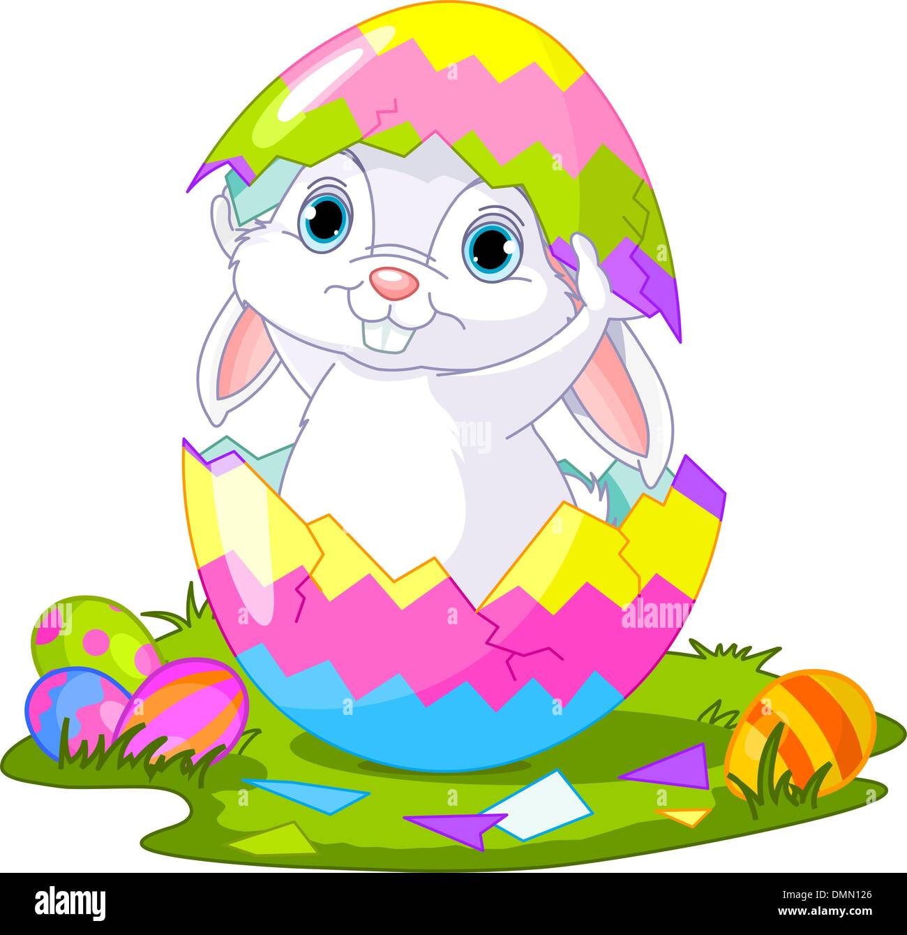 Easter. Bunny jumping out from egg Stock Vector Image & Art - Alamy