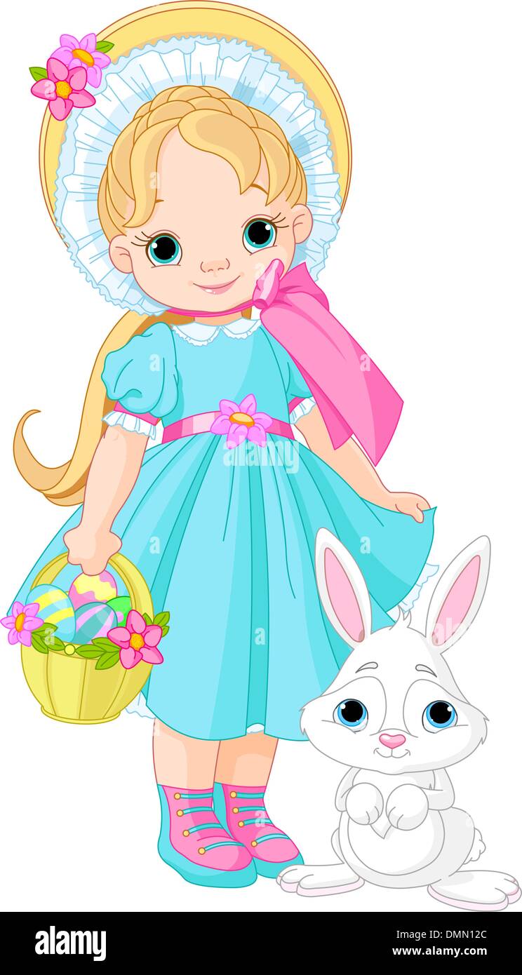 Child and rabbit Stock Vector Images - Alamy