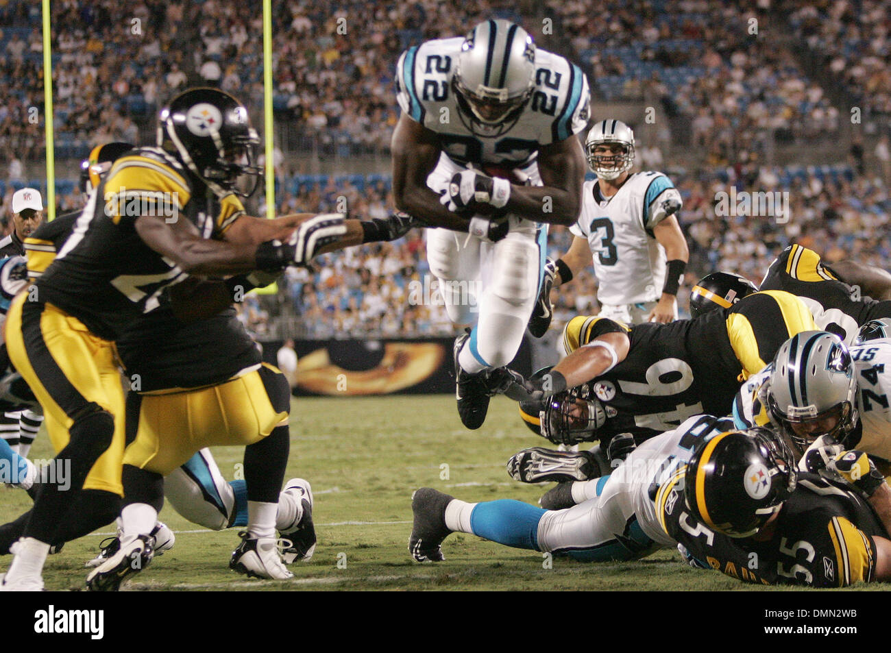 September 3, 2009: Carolina Panthers running back Jamall Lee #22 vaults ...