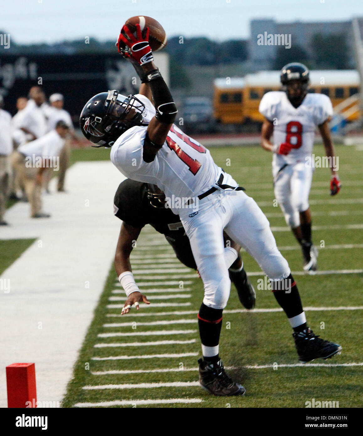 Stevens receiver Ian Myles (18) snags a pass just shy of the endzone ...