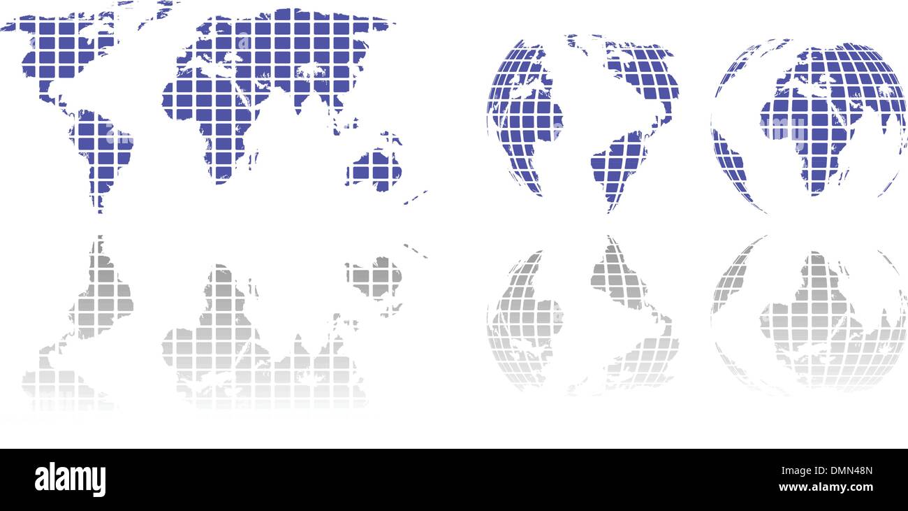 Pixelated blue world map hi-res stock photography and images - Alamy