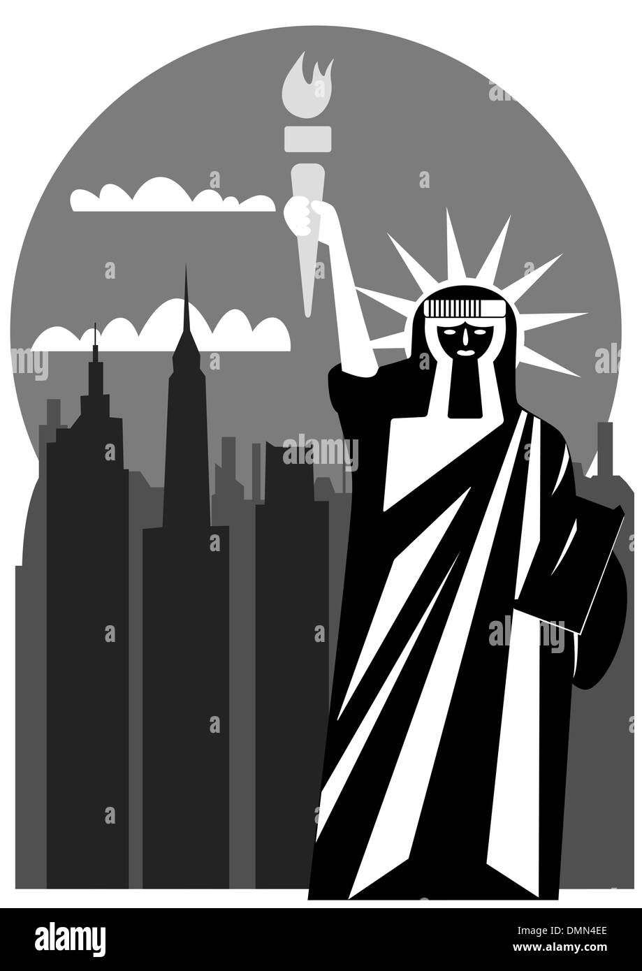 Liberty statue illustration Black and White Stock Photos & Images - Alamy