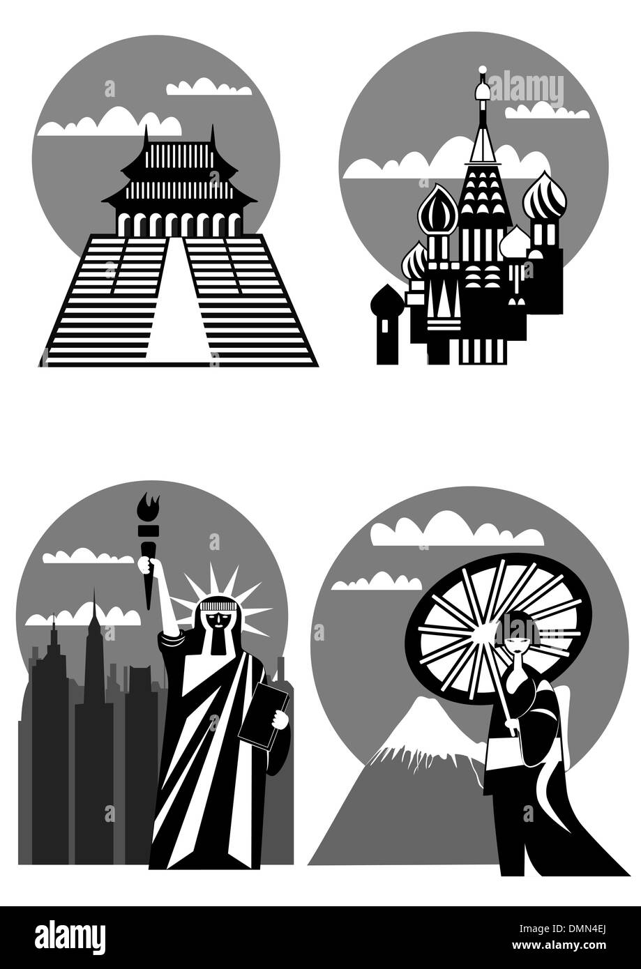 Famous landmarks Stock Vector Images - Alamy
