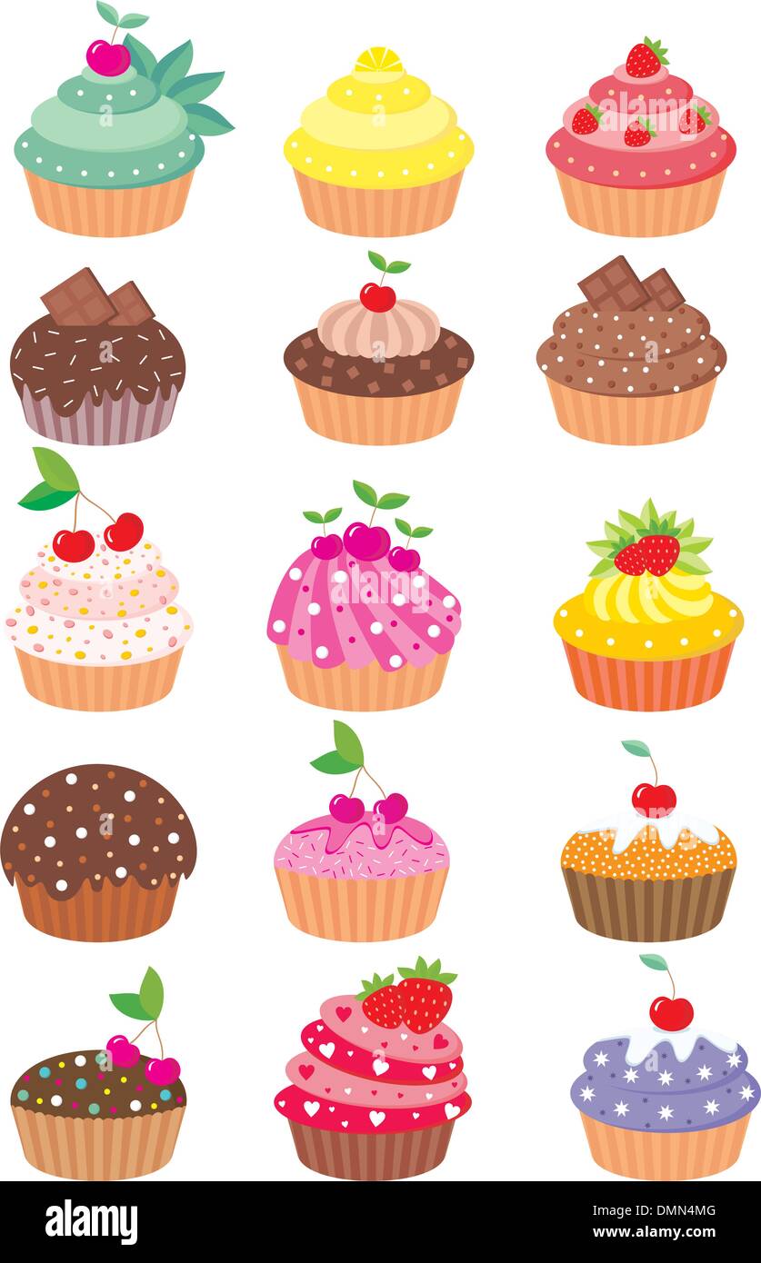 Cupcakes cream berries Stock Vector Images - Alamy