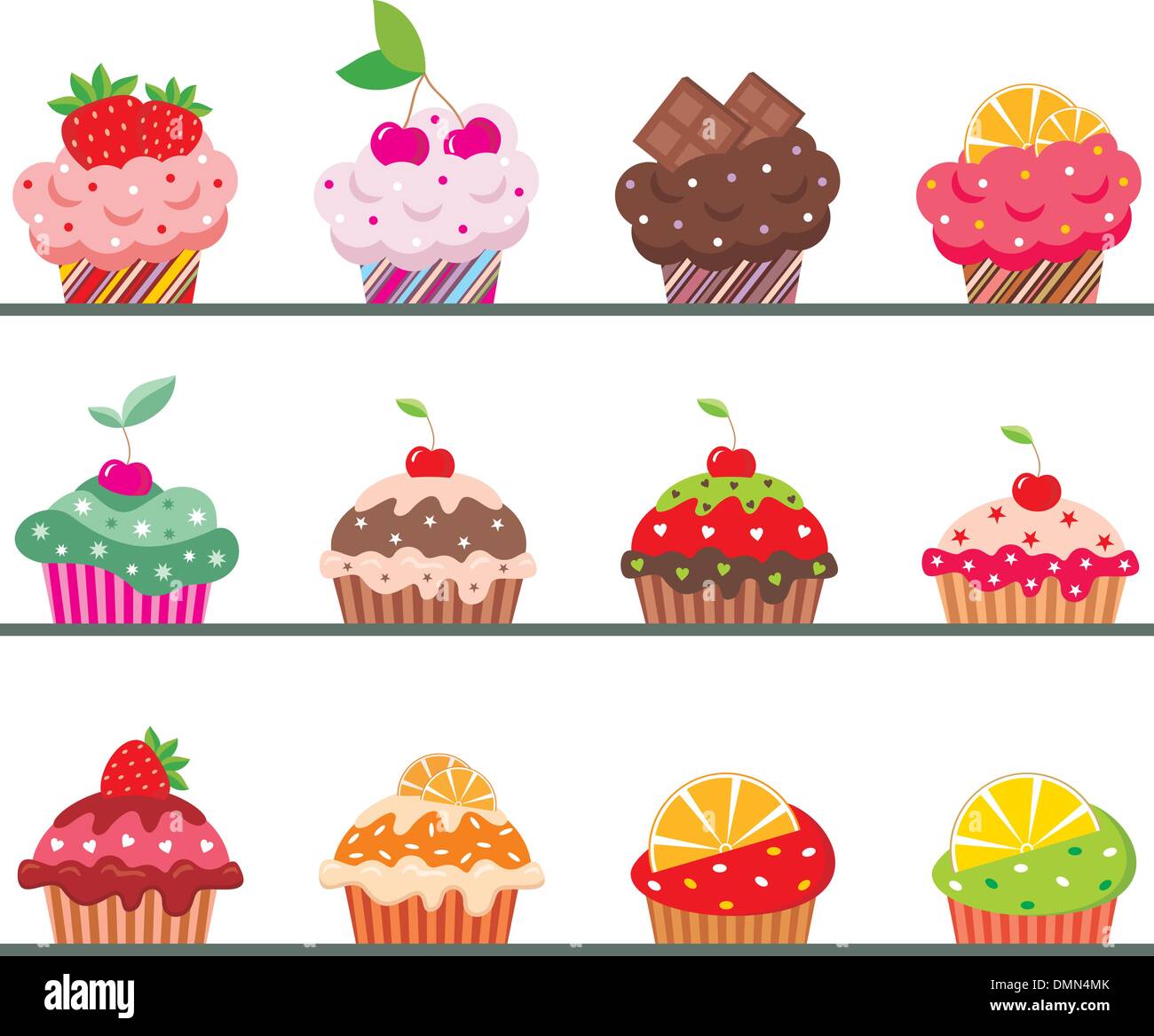 Chocolate cupcakes cream topping Stock Vector Images - Alamy
