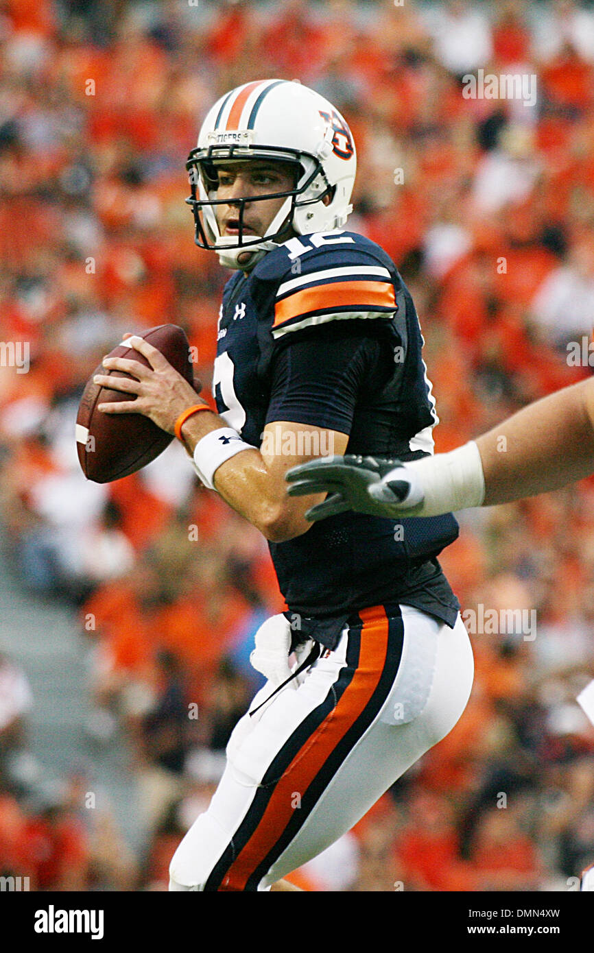 5 September 2009: Auburn quarterback Chris Todd, 12, looks for a ...