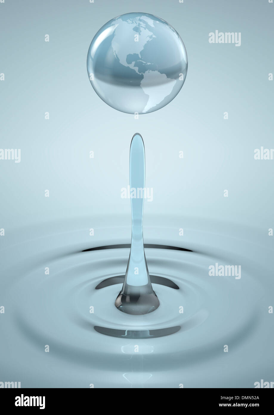 Earth formed from a water droplet - Concept Stock Photo - Alamy