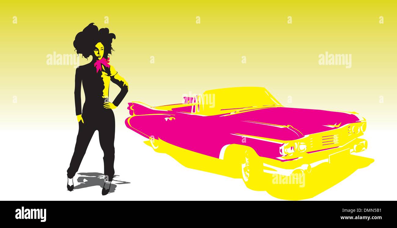 American car girl Stock Vector Images - Alamy