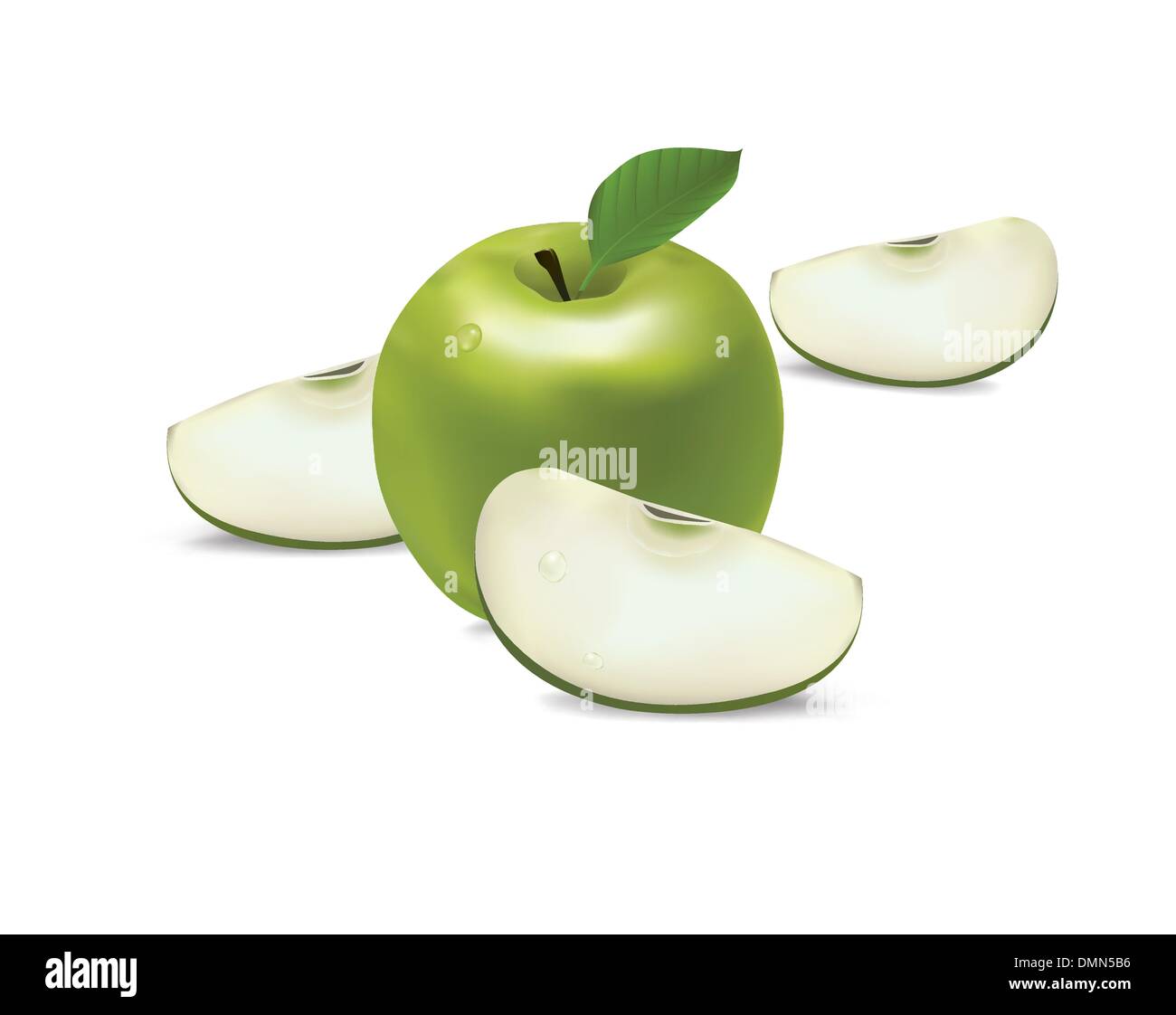 Wet green apple Stock Vector Images - Alamy