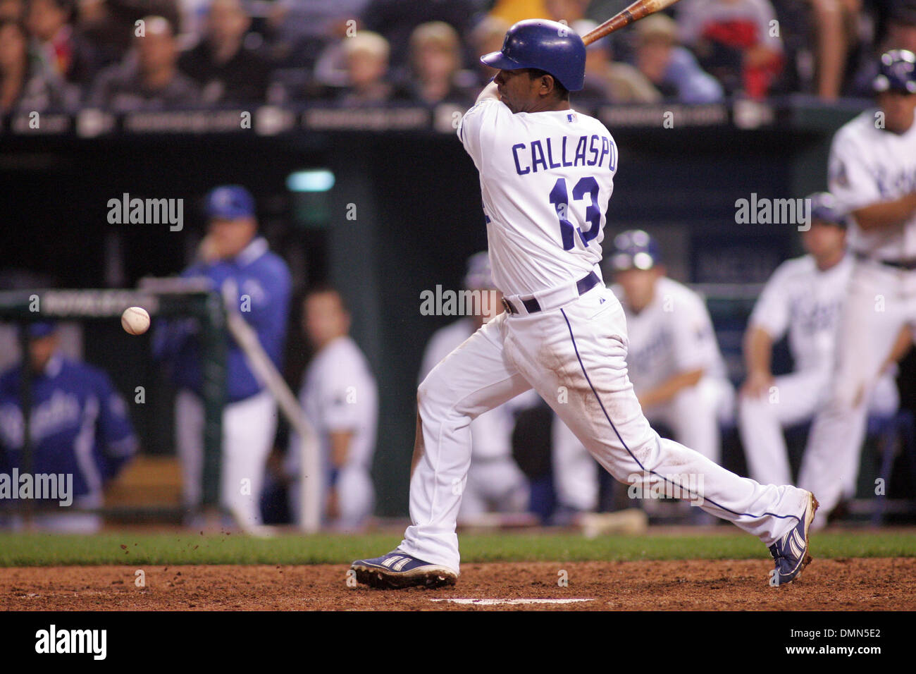 4 September 2009: Kansas City Royals second baseman Alberto Callaspo is ...