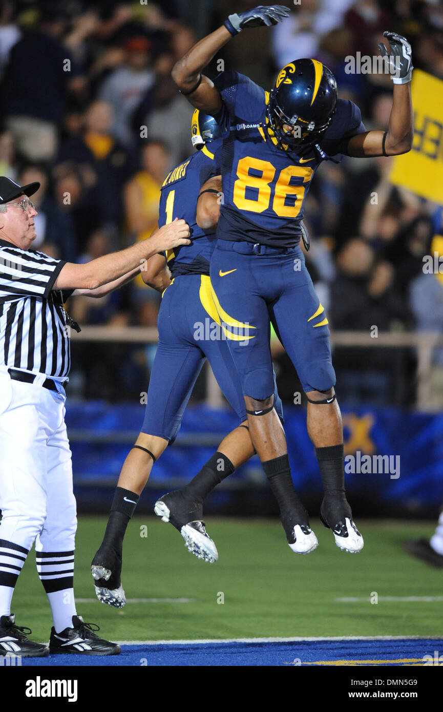 5 September 2009: Cal sophomore wide receiver Marvin Jones celebrates ...
