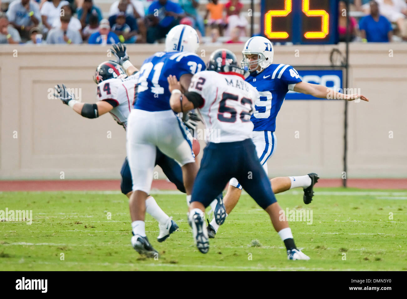 5 September 2009: Richmond running back Tyler Kirchoff #44 Blocks a ...