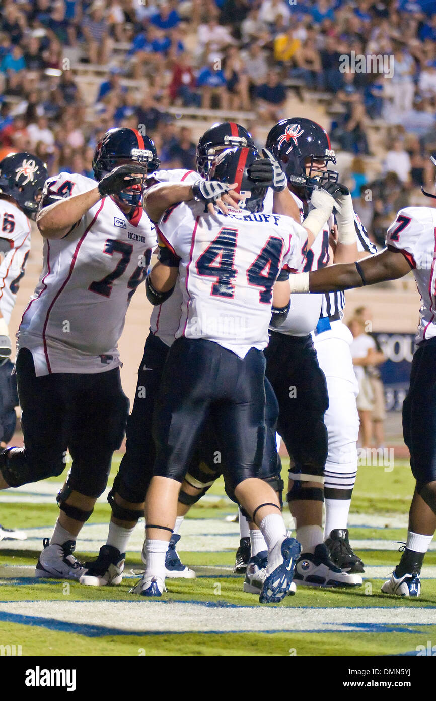 5 September 2009: Richmond running back Tyler Kirchoff #44 celebrates ...