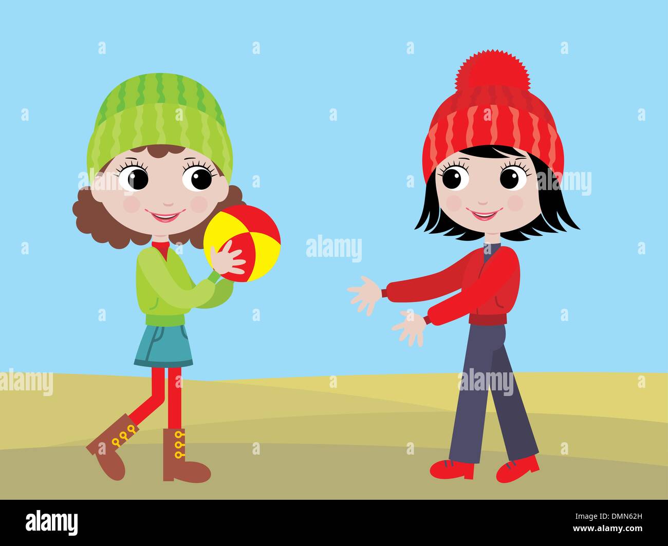 Little girls play a ball Stock Vector Image & Art - Alamy