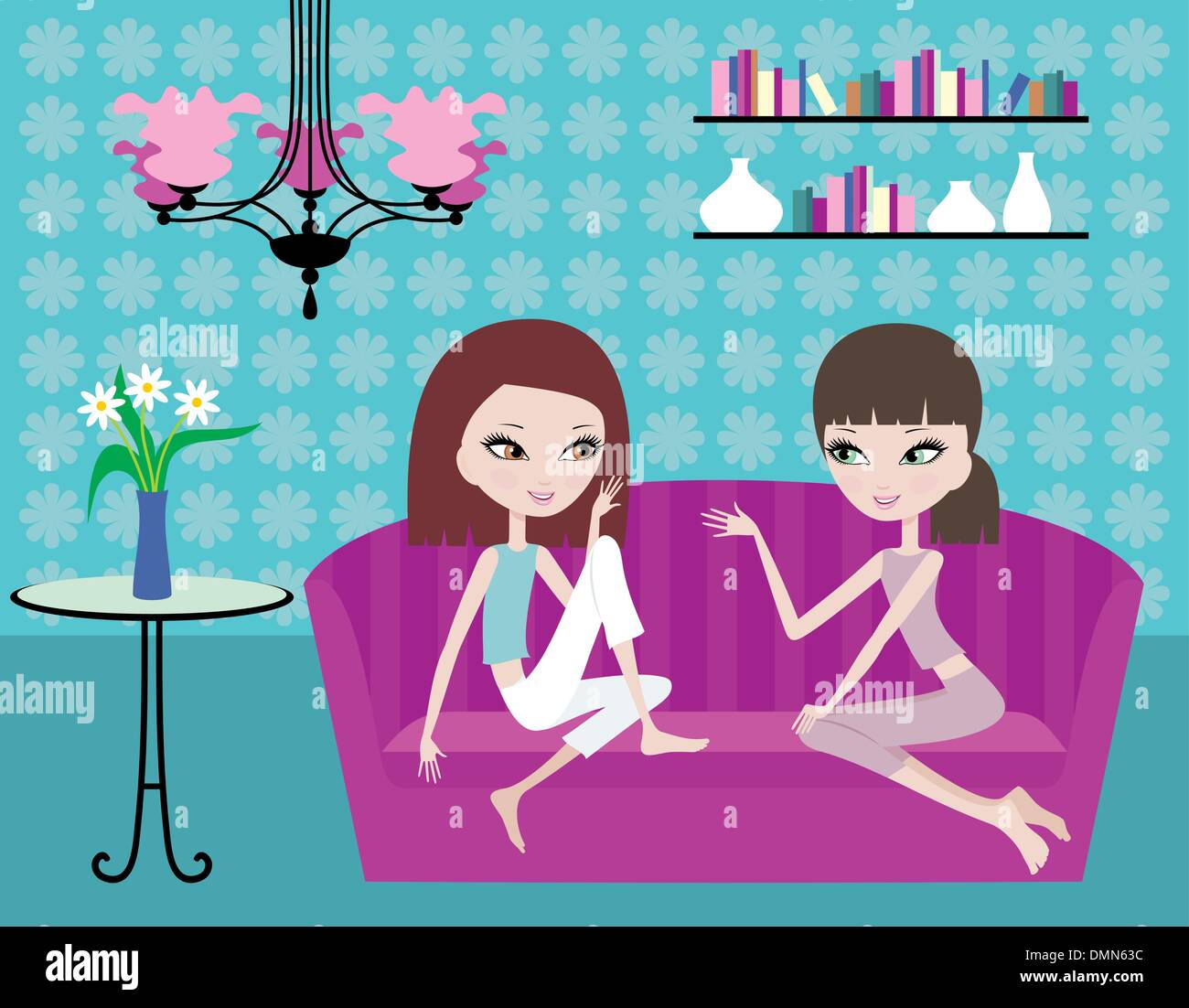 Two women talking sofa couch Stock Vector Images - Alamy