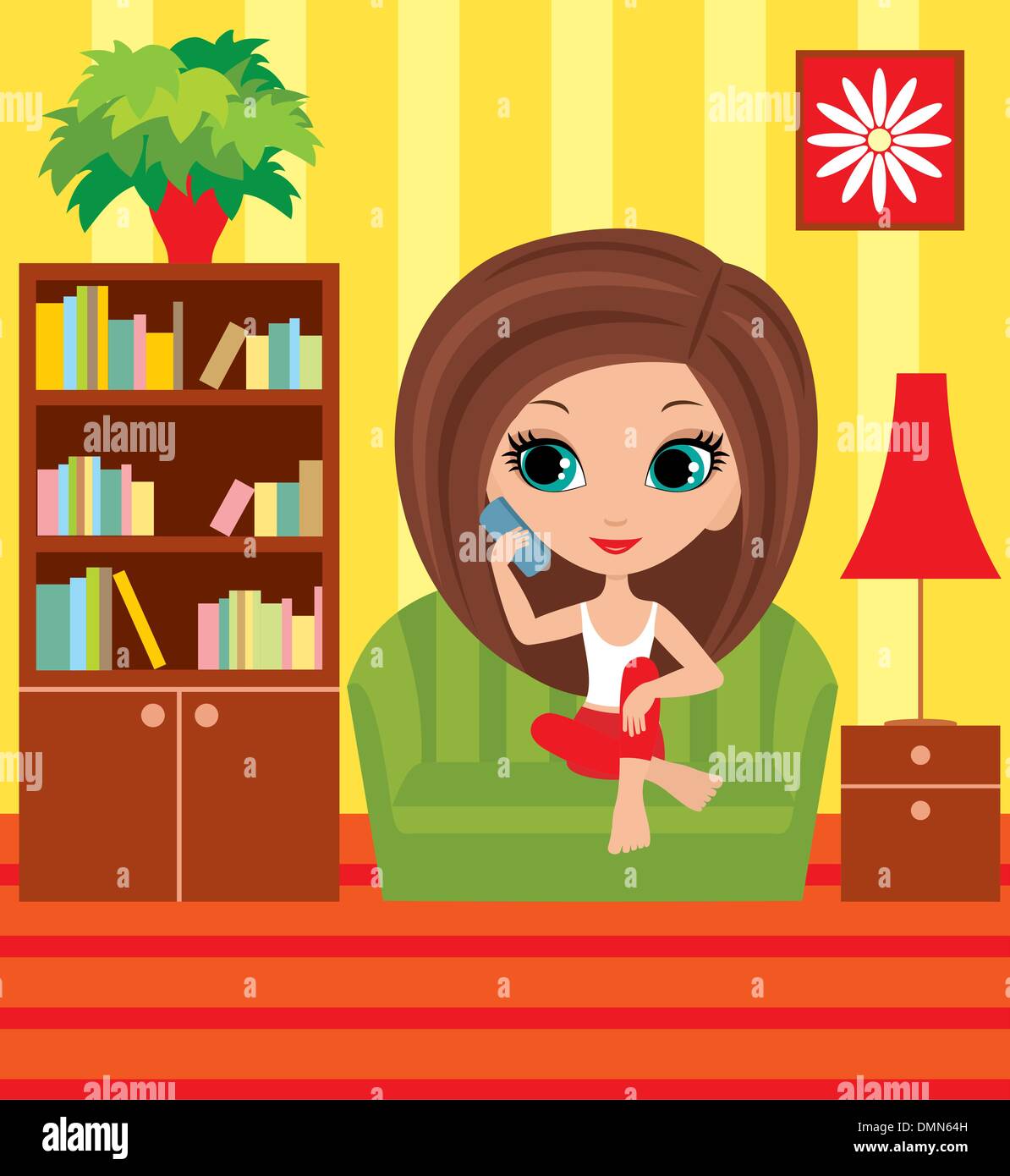 Girl cartoon speaks on the phone Stock Vector Image & Art - Alamy