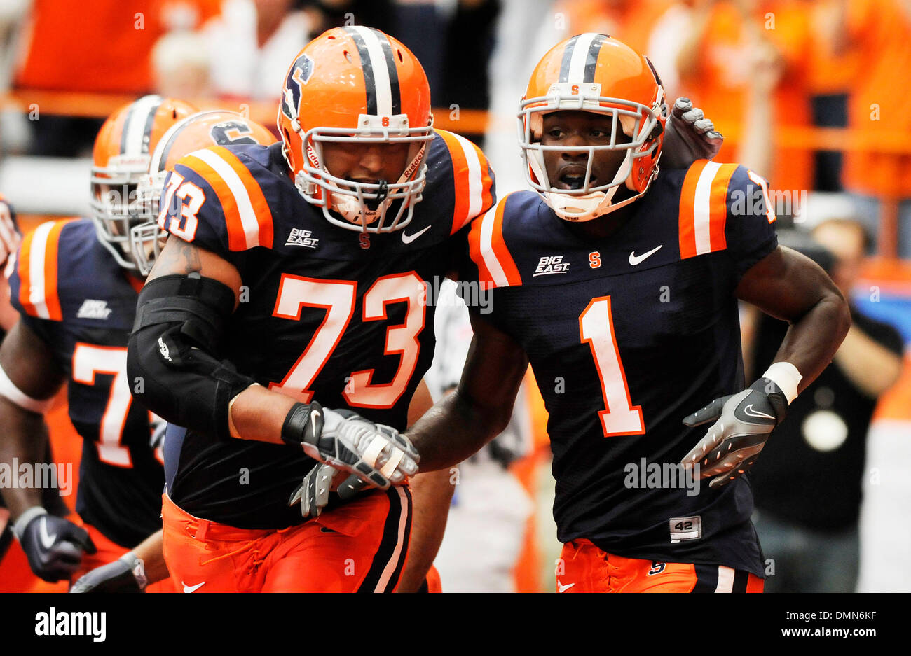 September 5, 2009: Syracuse offensive tackle Jonathan Meldrum (#73) and ...
