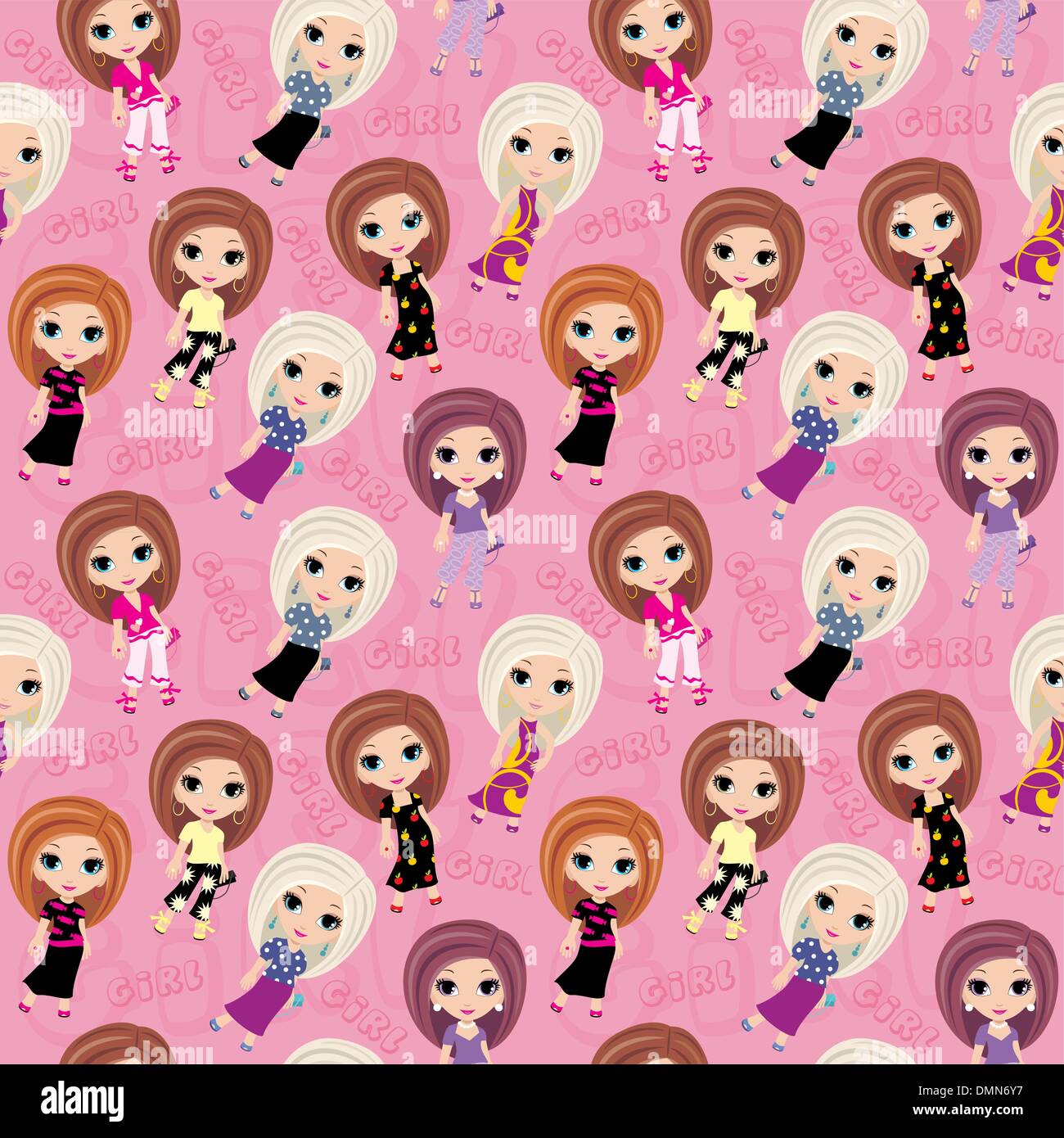 Girls Wallpaper Stock Vector Images - Alamy
