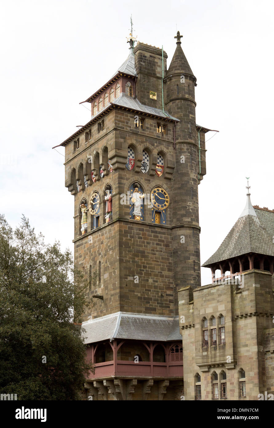 The clock tower at Cardiff Castle Stock Photo - Alamy