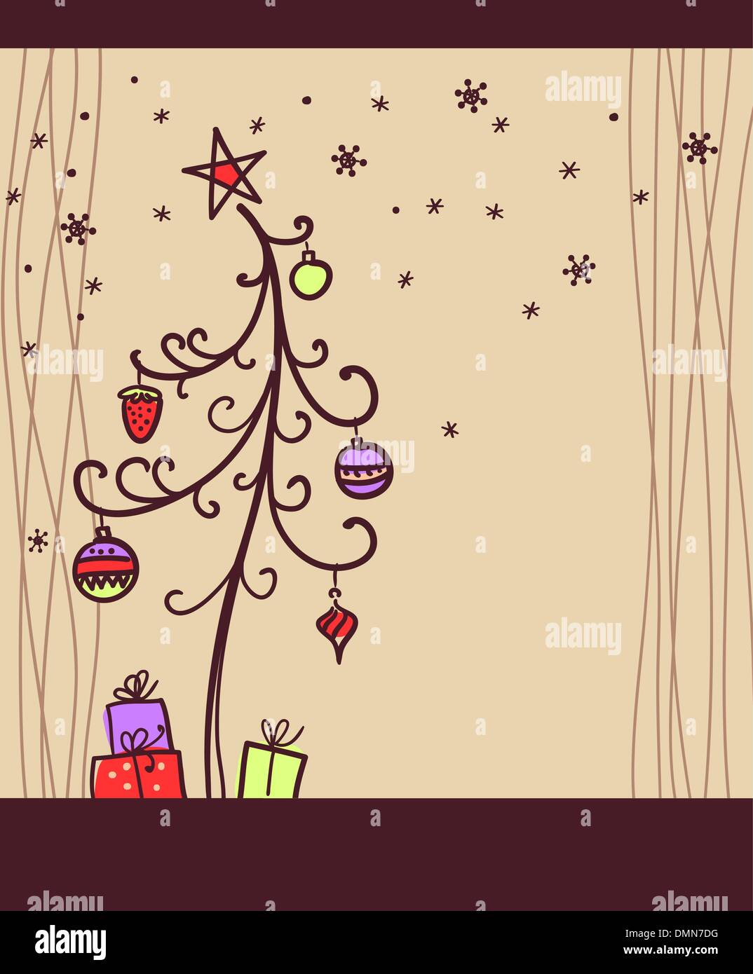 Cute doodle christmas tree Stock Vector Images - Alamy