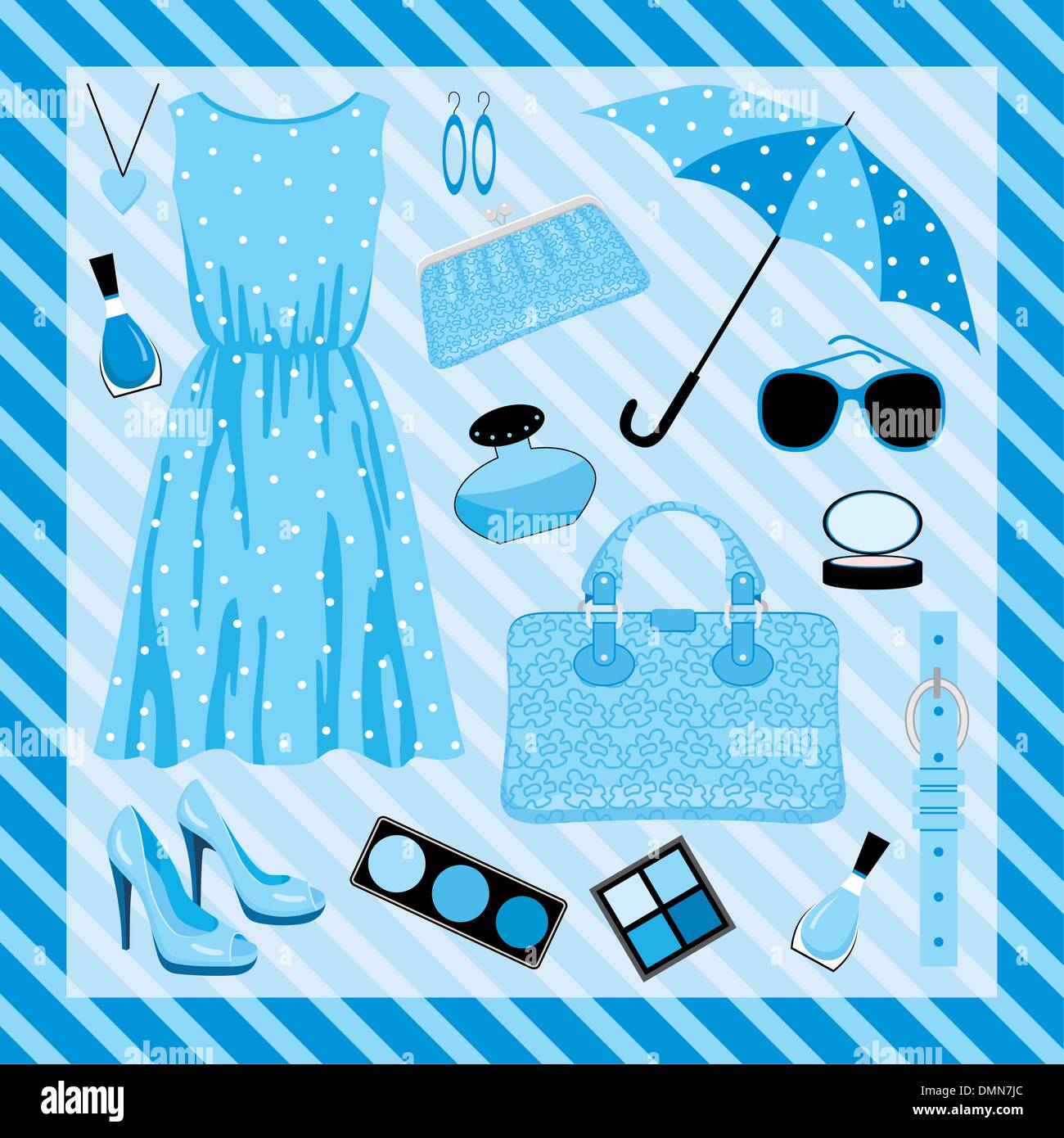 Fashion set in blue tones Stock Vector Image & Art - Alamy