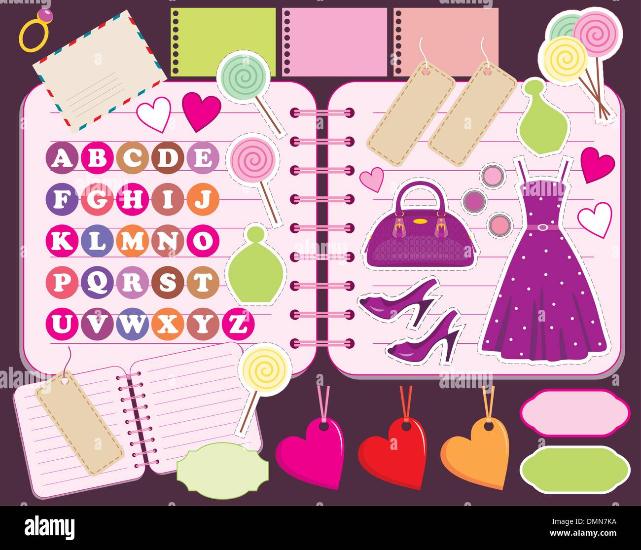 Scrapbook elements with letters and clothes Stock Vector Image & Art ...