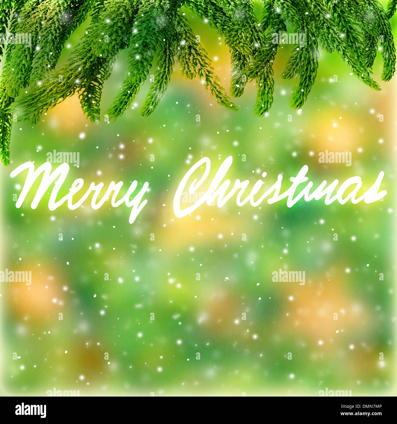 Merry Christmas green border, handwriting text on abstract background ...