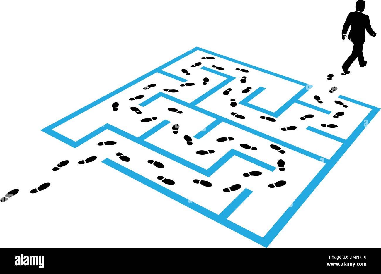 Business man path footprints solution puzzle Stock Vector Image & Art ...