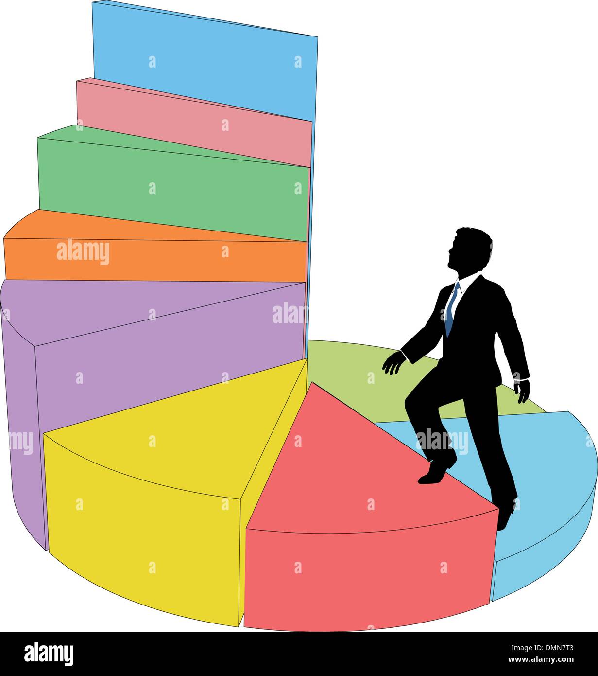 Business person climbs stair step pie chart Stock Vector Image & Art ...